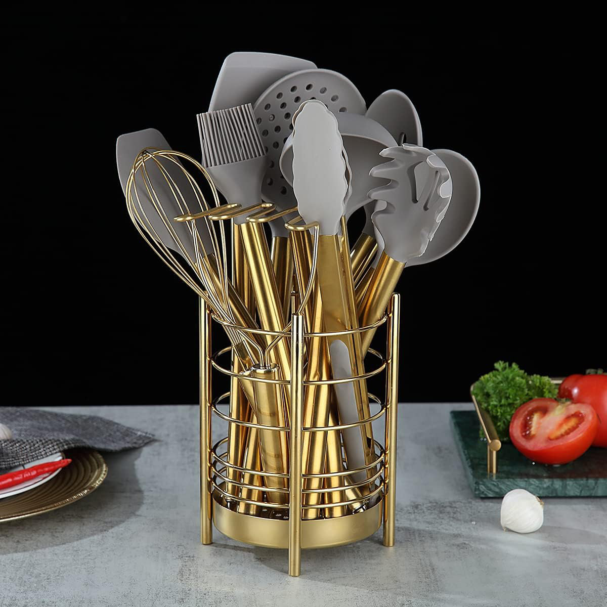 Mercer41 Gold Kitchen Utensil Holder for Kitchen Counter, Stainless ...