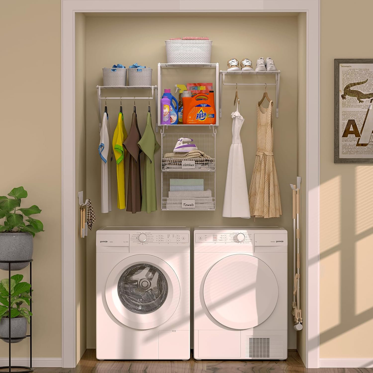 Rebrilliant 3-pack Wall-mounted Laundry Room Shelves With Wire Baskets ...