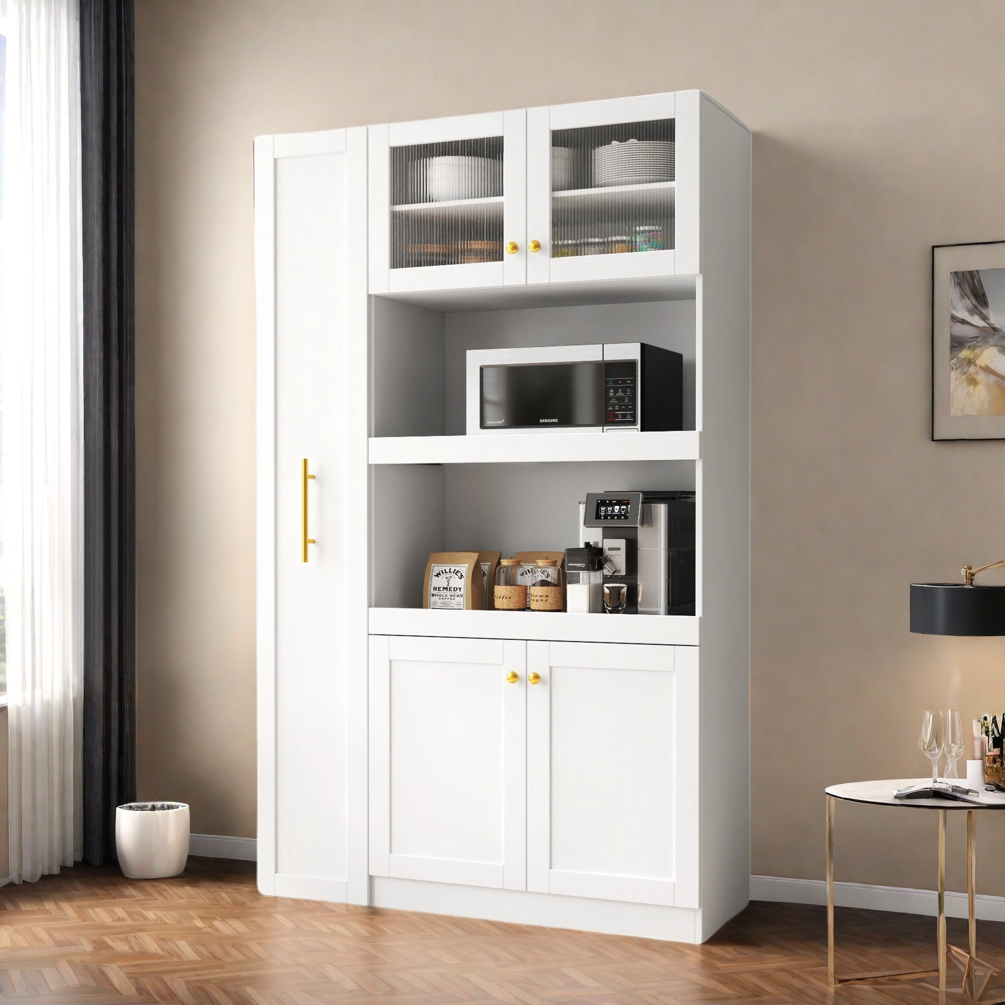 Mercer41 Kitchen Pantry With Pull-out Multi-tier Storage Shelf ...