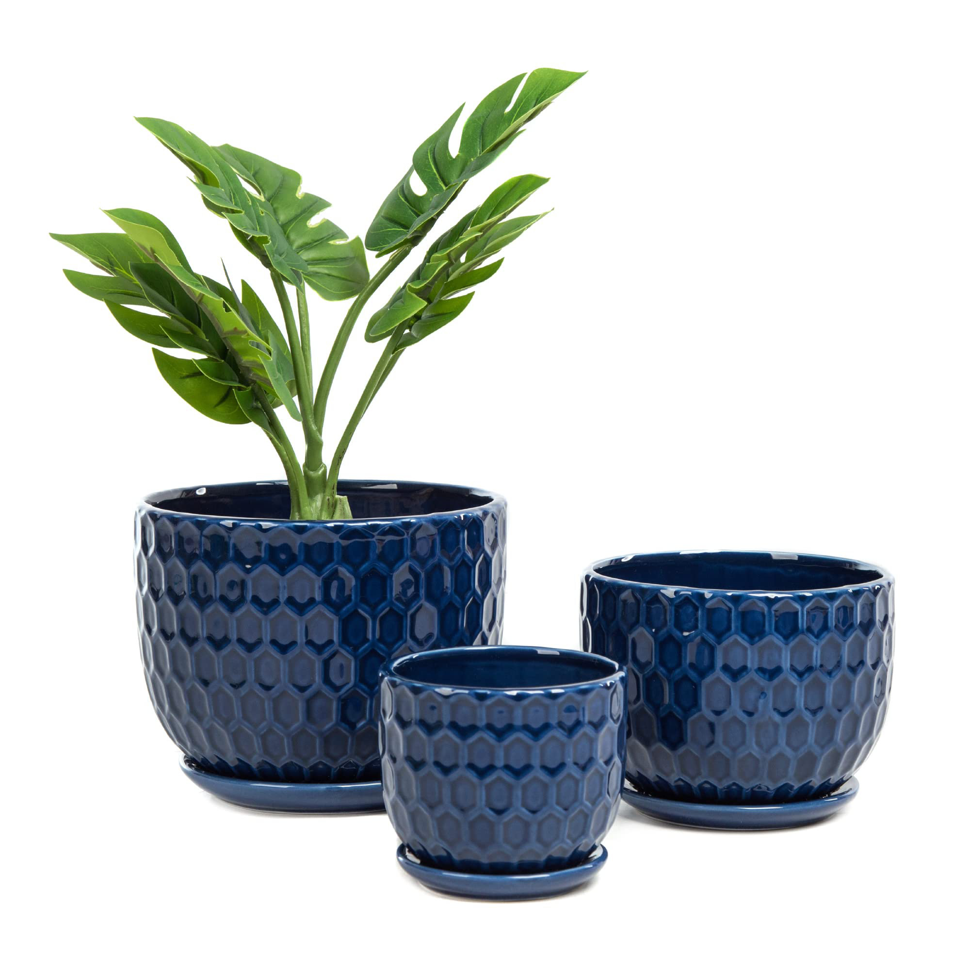 Wrought Studio Ceramic Flower Pots With Drainage Hole And Saucer, North ...
