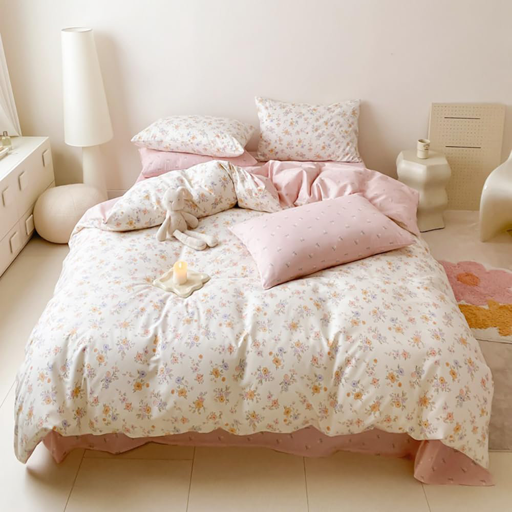 Nayoroom Bedding Pink Flower Flower Botanical Pattern Reversible ...