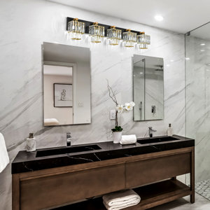 Mercer41 Satoshi Dimmable Bathroom Vanity Light With Crystal Shade ...