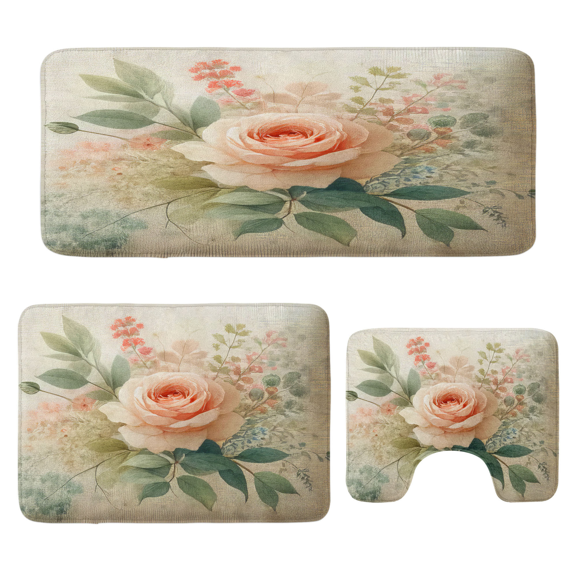 Ophelia & Co. Rose Bathroom Rug Set 3 Pieces U-Shape & Rectangle Mats ...