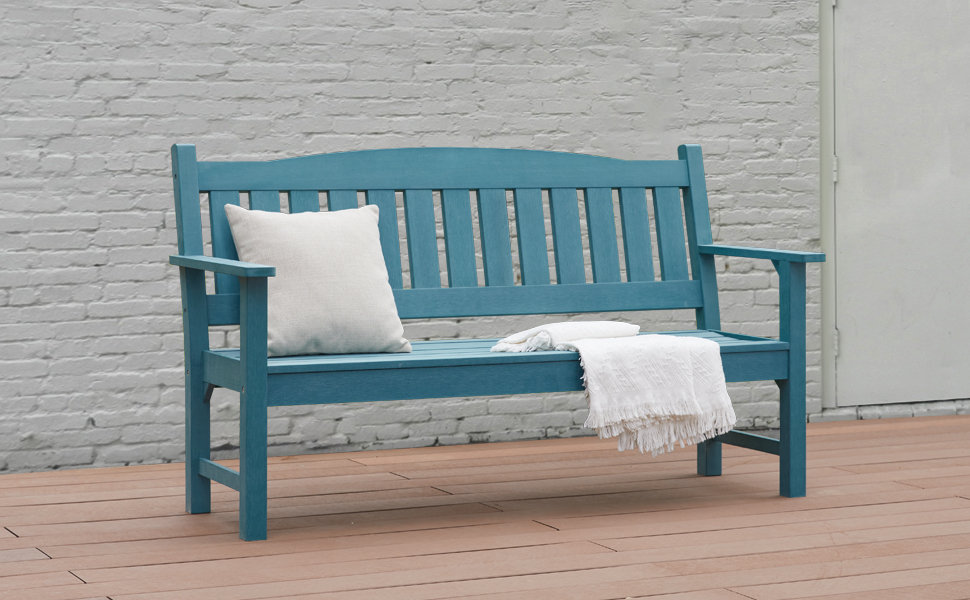 Ophelia & Co. 3-Person Outdoor Memorial Bench, All-Weather Poly Lumber ...
