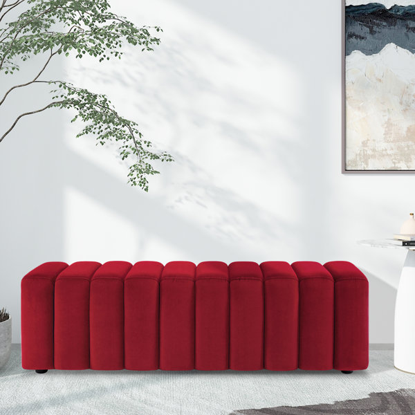 Mercer41 54.5” Wide Waiting Room Bench, Guest Reception Bench, Velvet ...