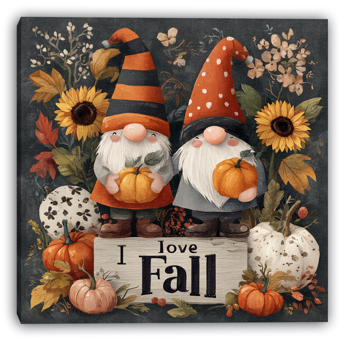 Ophelia & Co. Whimsical Fall Gnomes Wrapped Canvas Wall Art | Wayfair