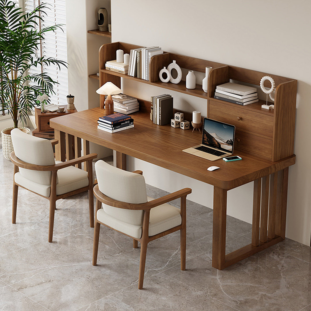 Furnire Lewi Nut-brown Rectangular Solid Wood desks | Wayfair