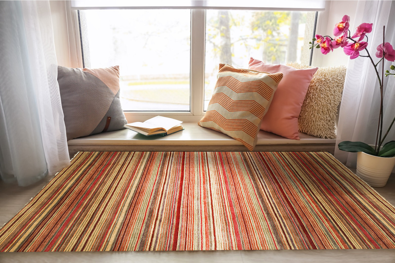 Meridian Rugmakers Lush Striped Red Flatweave Wool Rug & Reviews | Wayfair