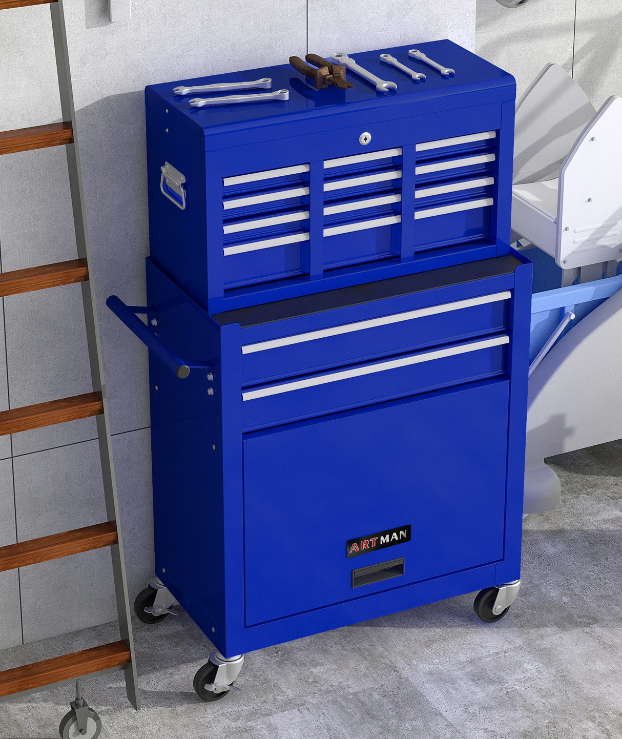 17 Stories Removable Large 8 Drawers Locking Tool Cabinet (for Garage ...
