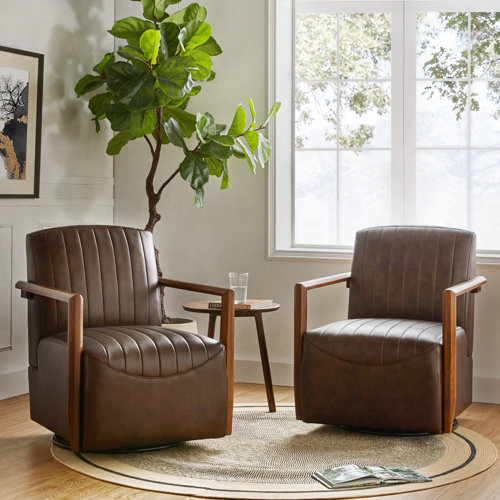 Green Leather Accent Chairs You'll Love | Wayfair