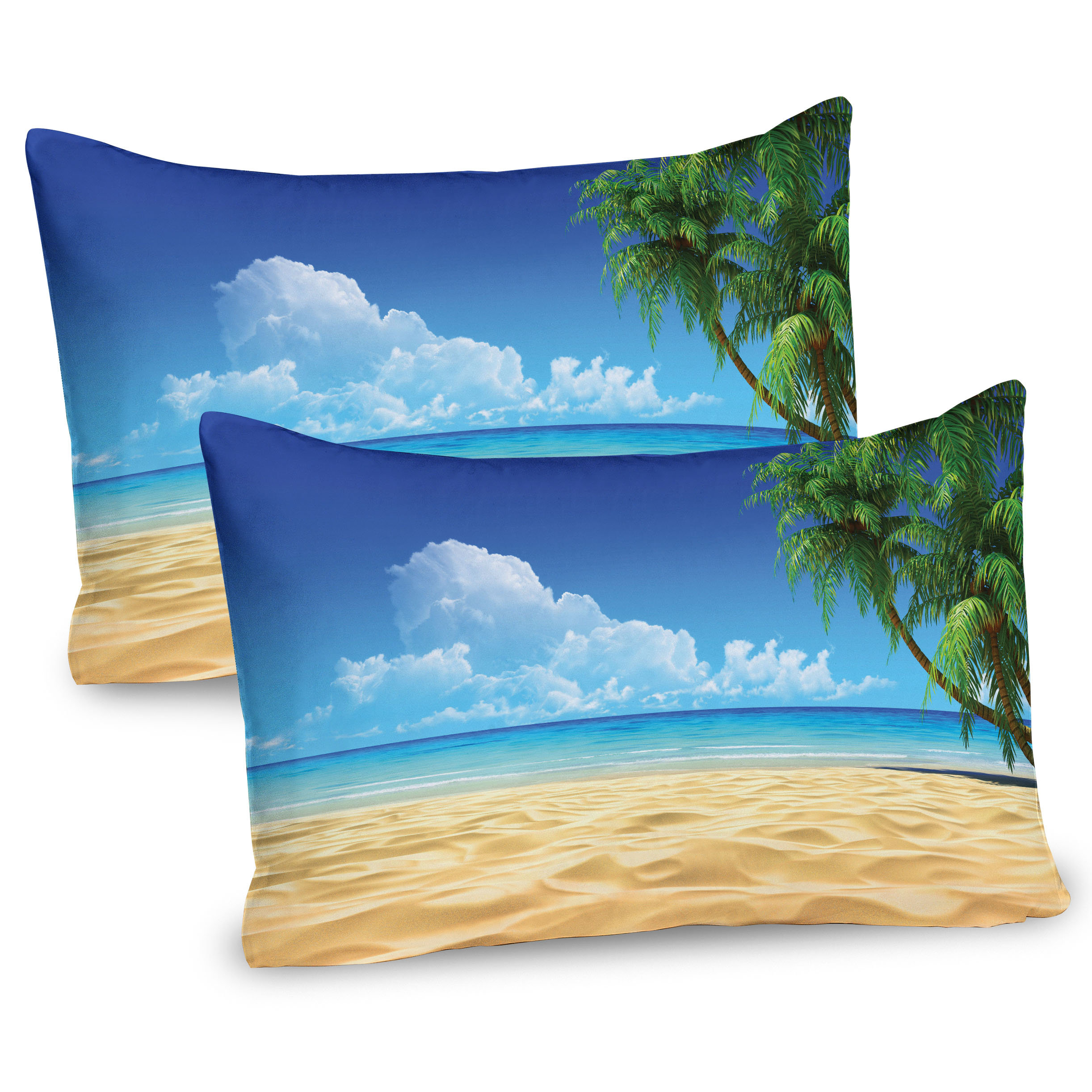 Ambesonne Palm Tree Pillow Sham 2 Pack Tropical Leaves Beach - Cream ...