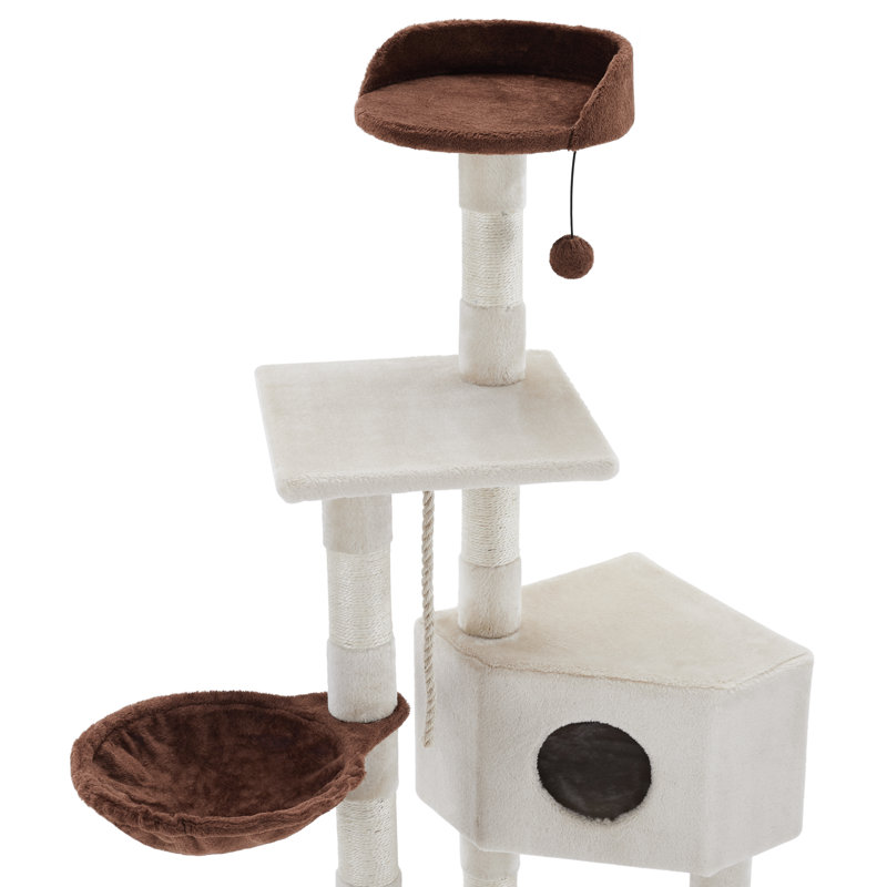 Sam's Pets Sam 54" White and Brown Cat Tree | Wayfair