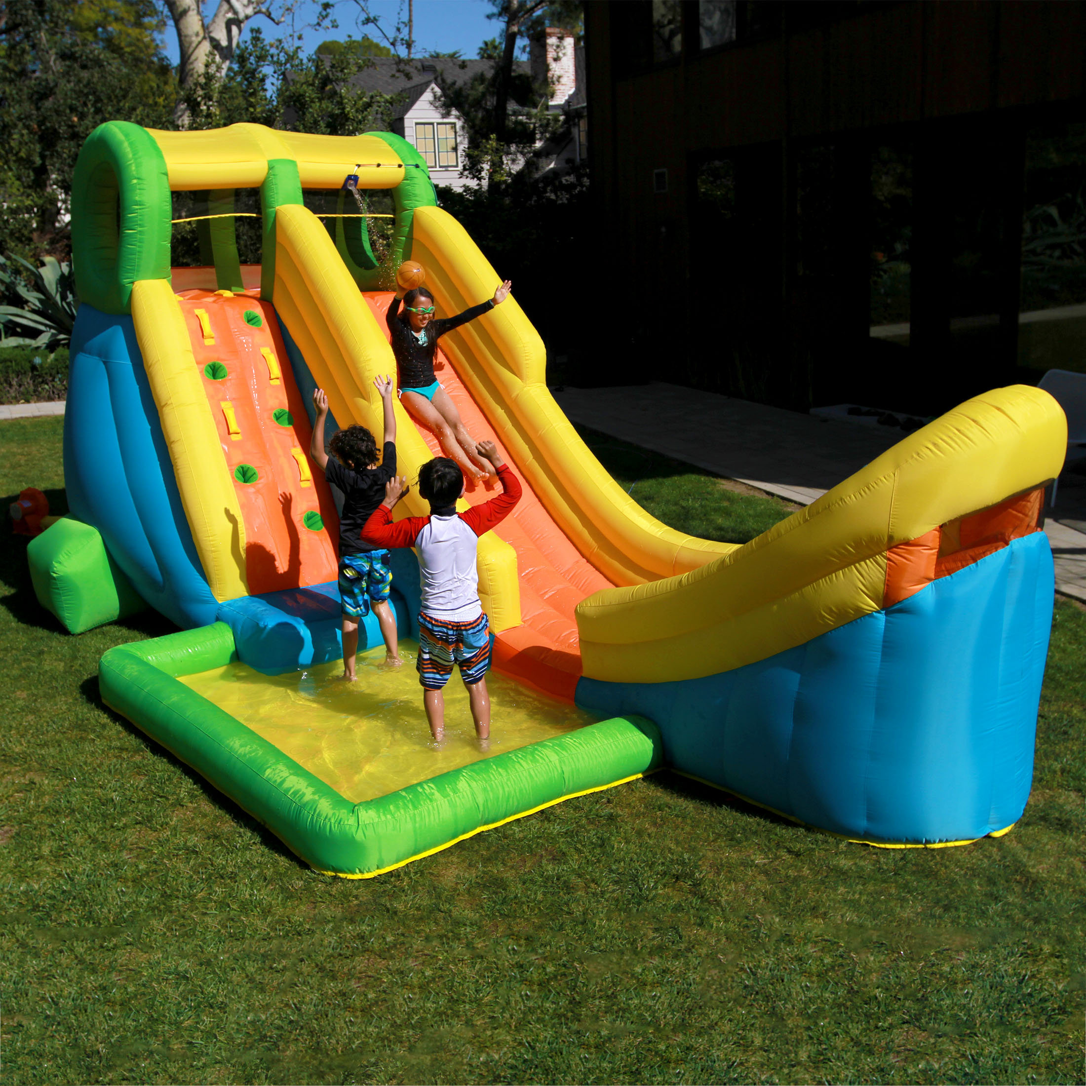 Sportspower™ Half Pipe 17' Inflatable Water Slide with Basketball Hoop ...