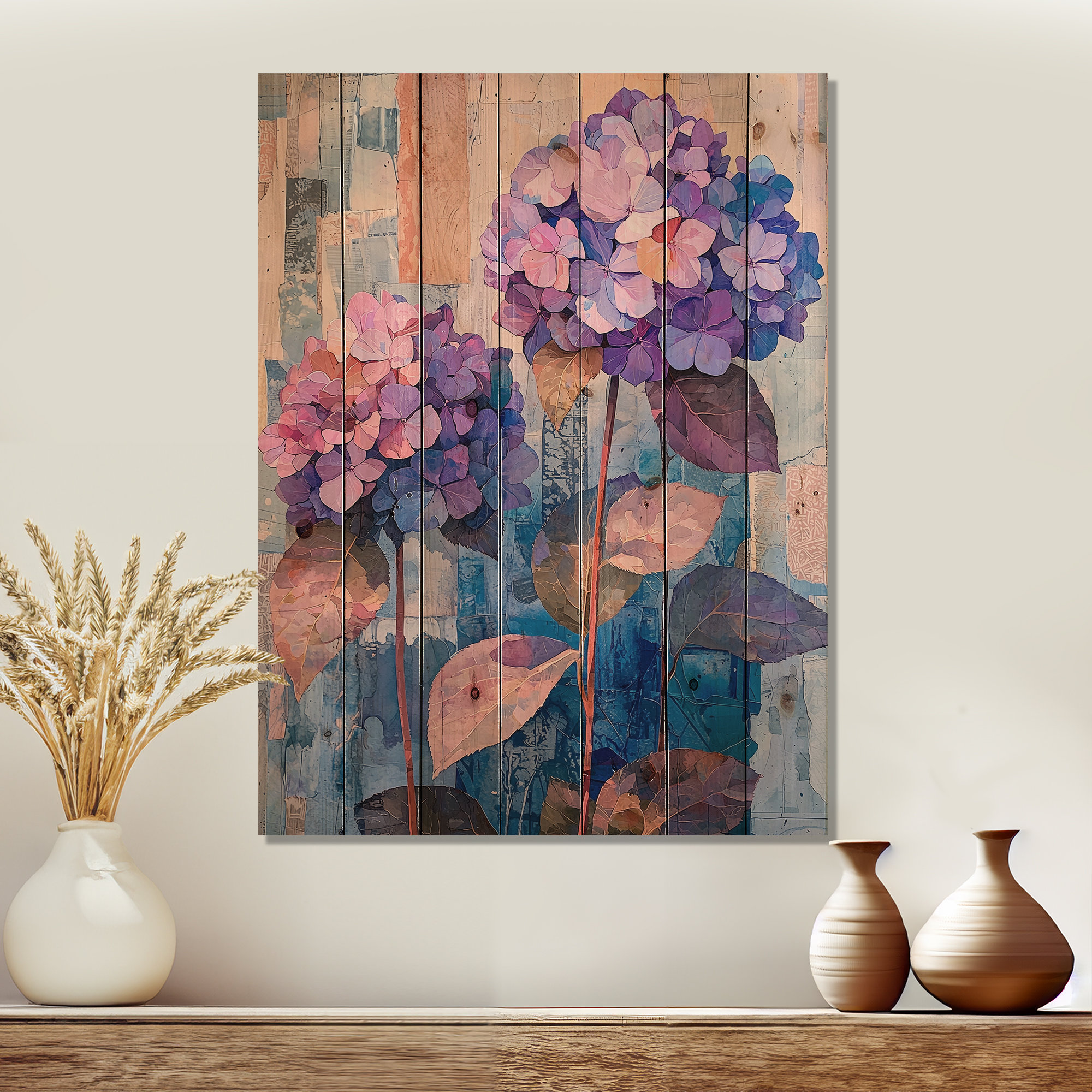 Ophelia & Co. Abstract Floral Collage Of Hydrangea I - Hydrangea Wood ...