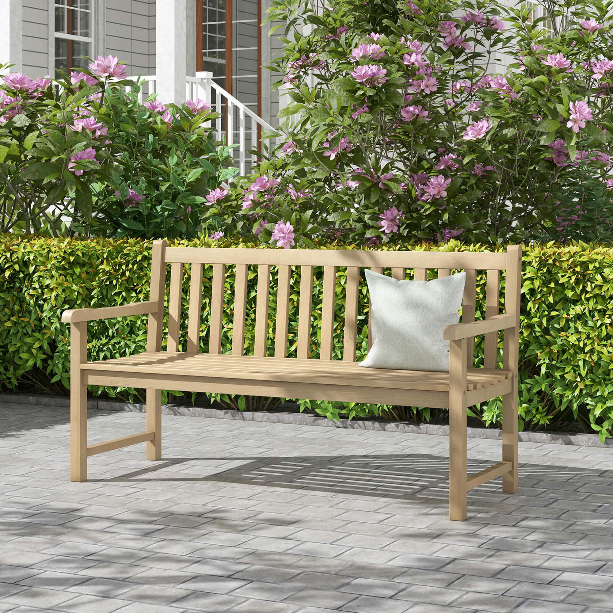 Ophelia & Co. 62" Outdoor Teak Wood Bench 3-person Garden Patio Bench ...