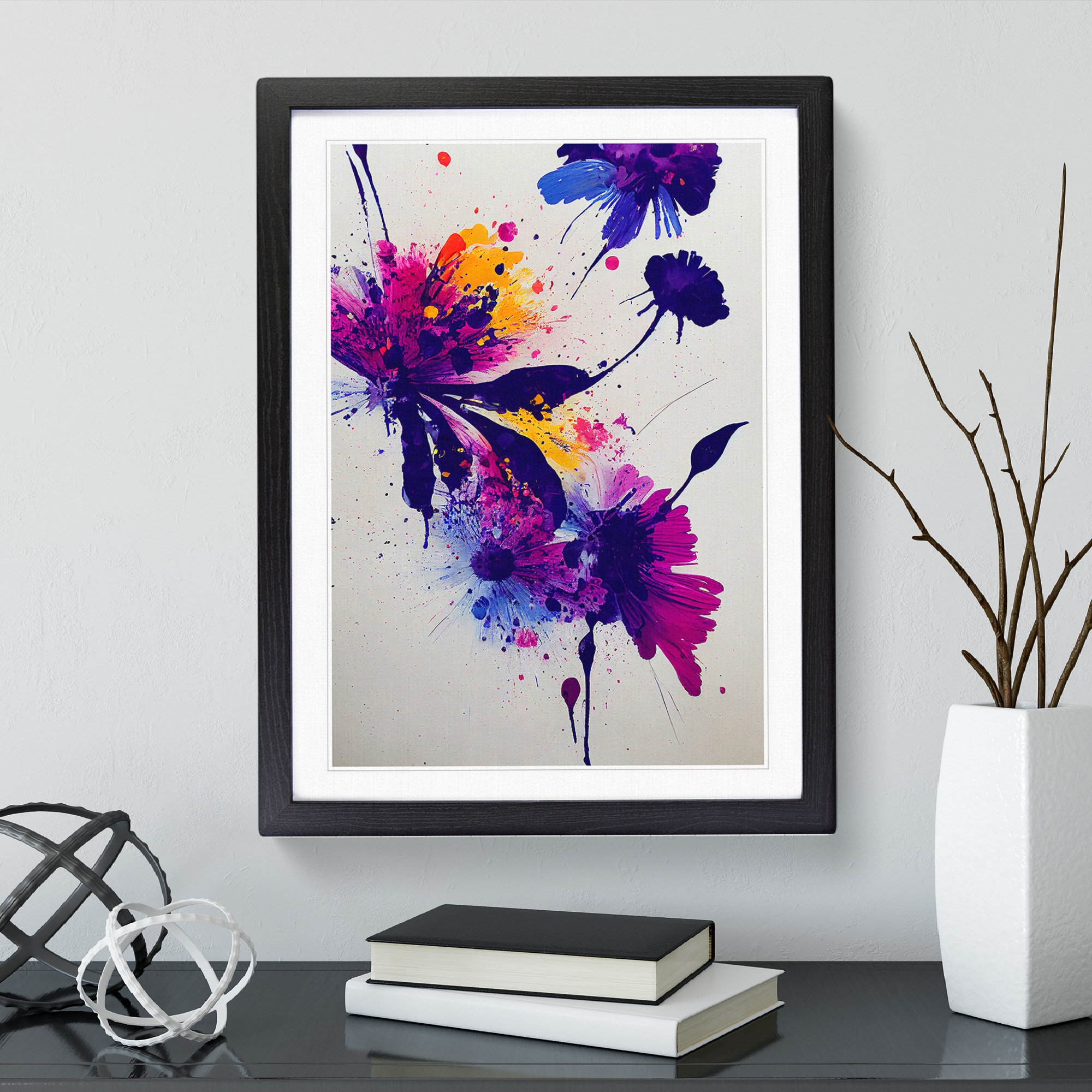 Marlow Home Co. Paint Splat Flower No.2 Abstract - Picture Frame ...