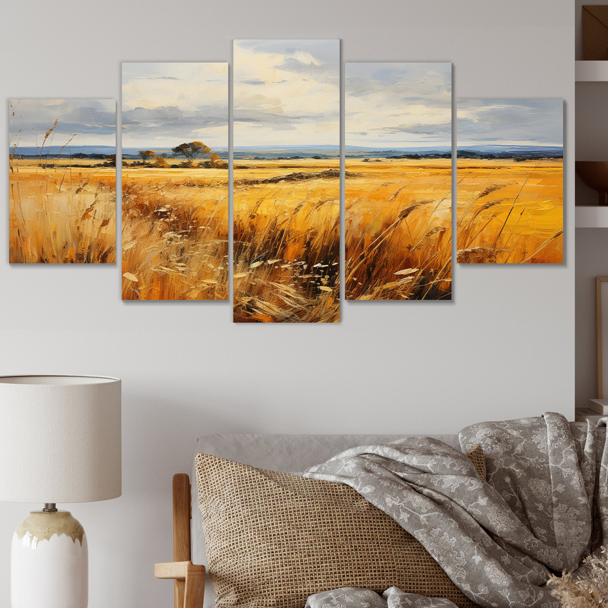Design Art Denmark Yellow Fields Of Gold - Farmhouse Metal Wall Art ...