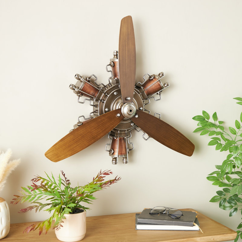 17 Stories Cole And Grey Metal Airplane Propeller Home Wall Decor With ...