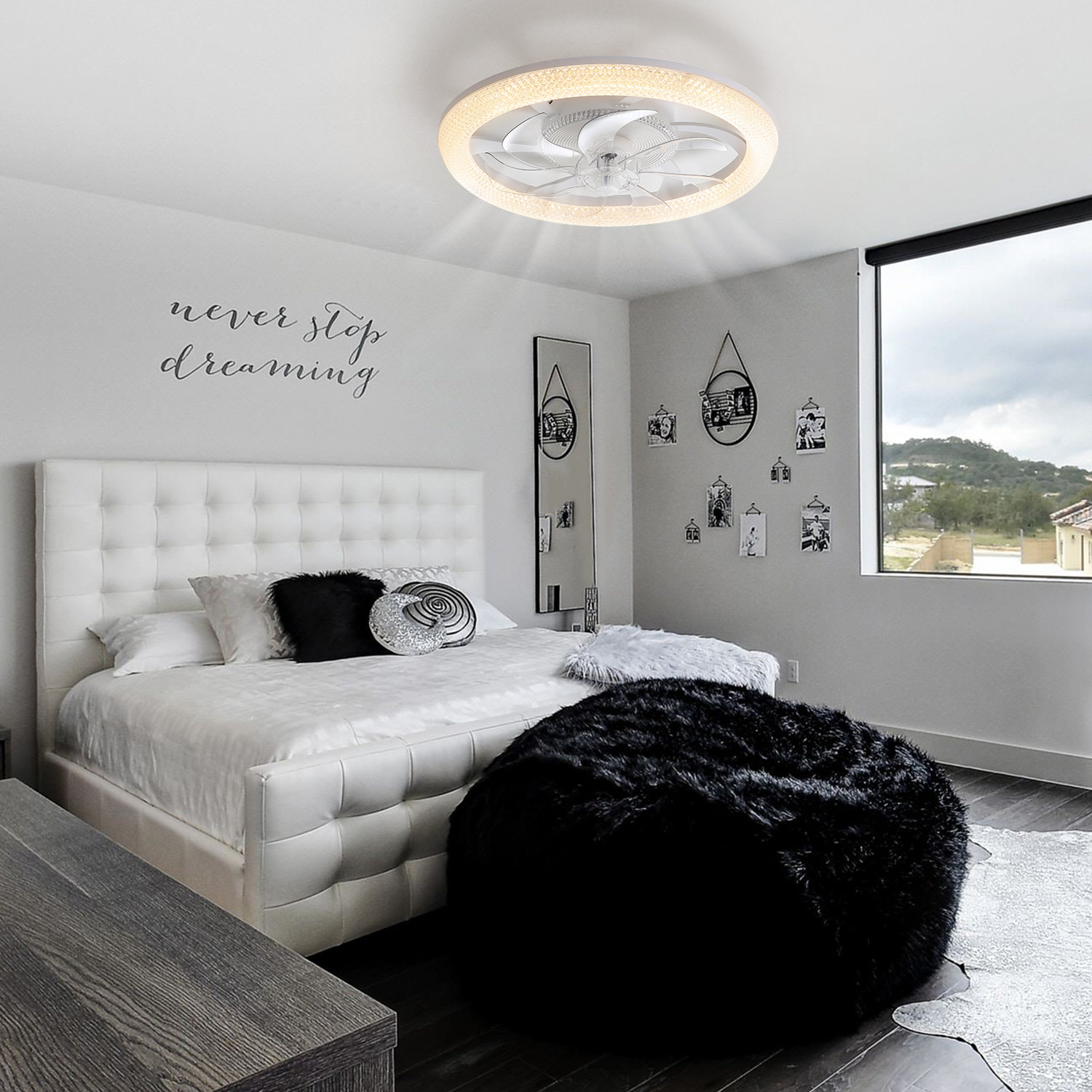 Wrought Studio™ Kaben Flush Mount Ceiling Fan with LED Light and Remote ...