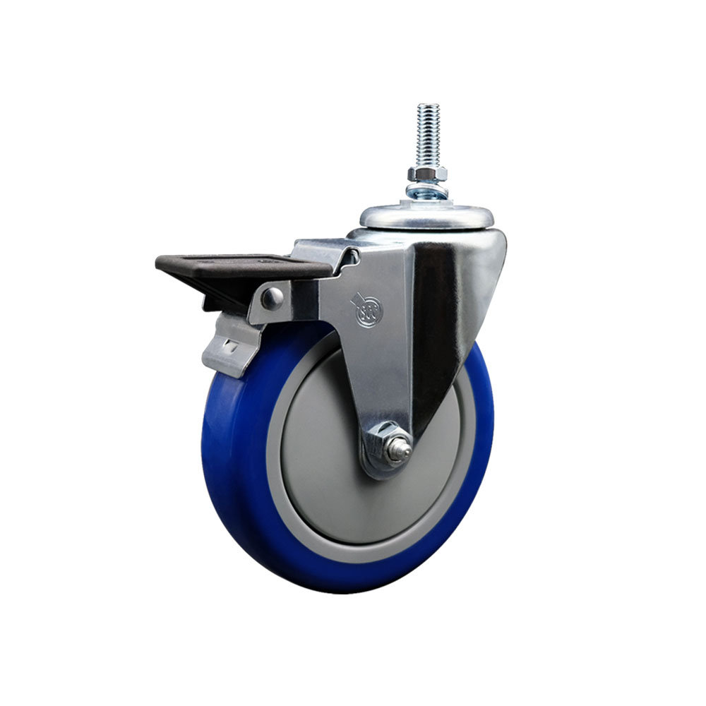Service Caster Polyurethane 10MM Threaded Stem Caster Set with Brake ...