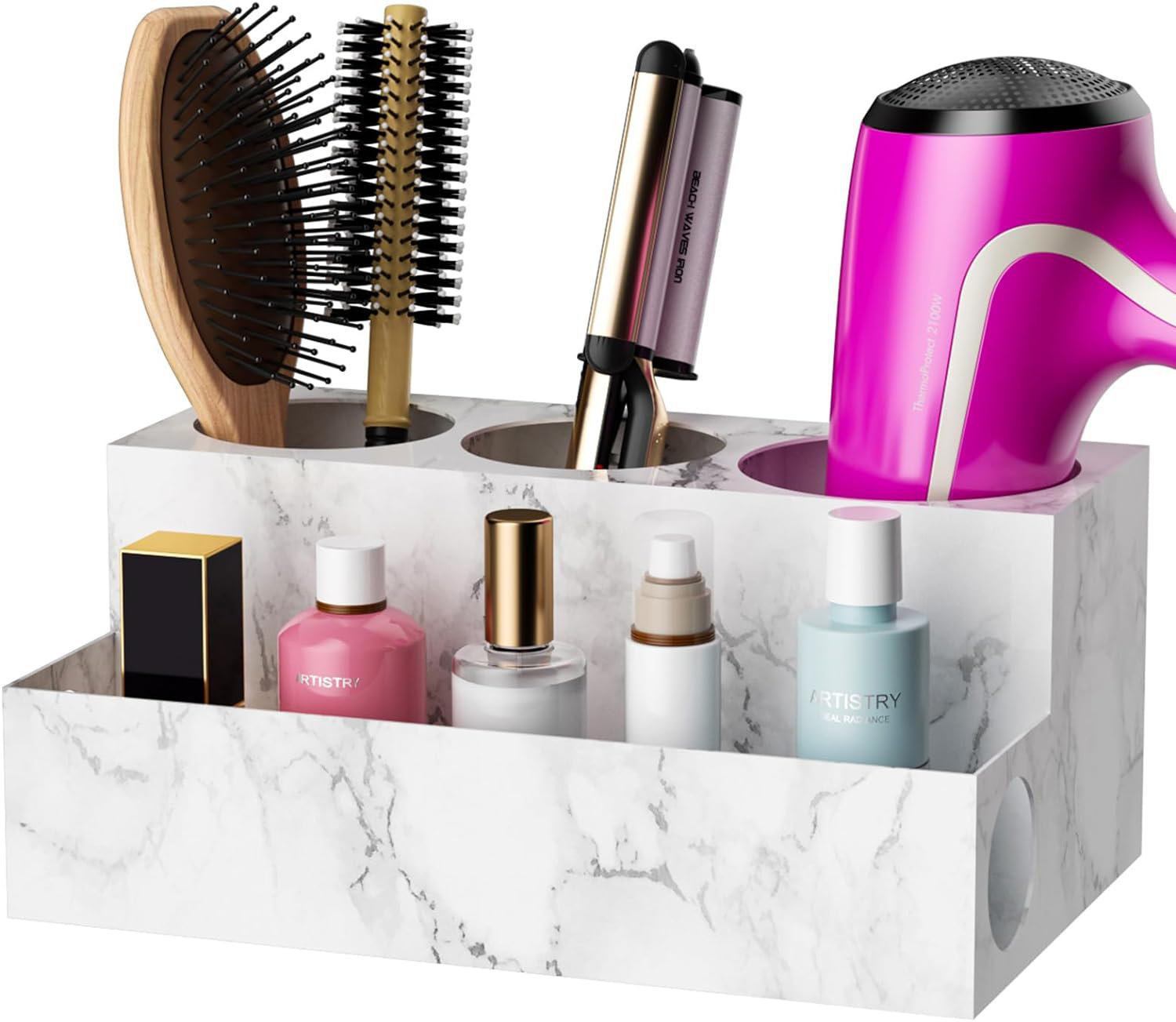 Ivy Bronx Metal Hair Tool Organizer, Hair Dryer And Straightener Holder ...