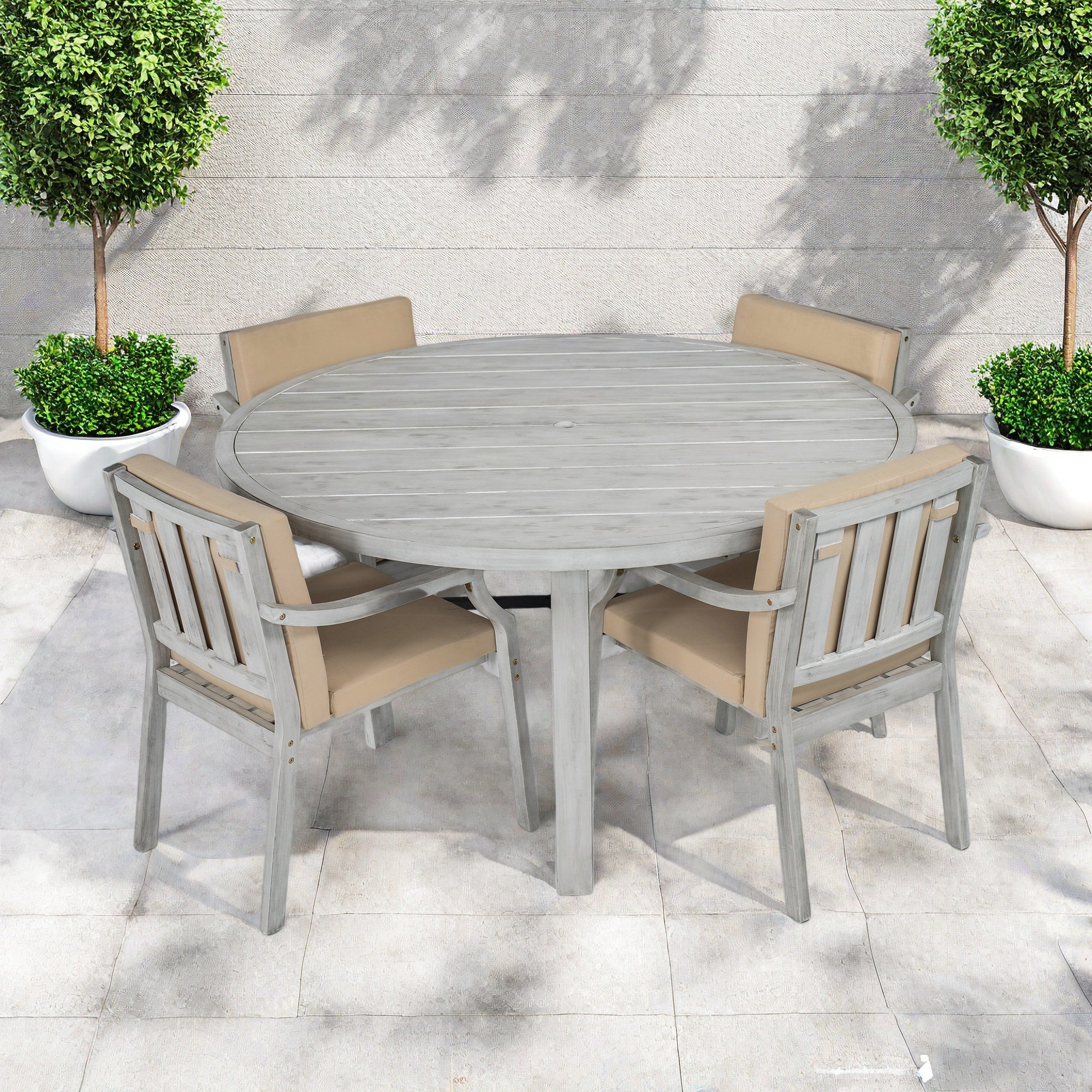 NFusion Zendra 6-Person Modern Rustic Patio Dining Set with Acacia Wood ...