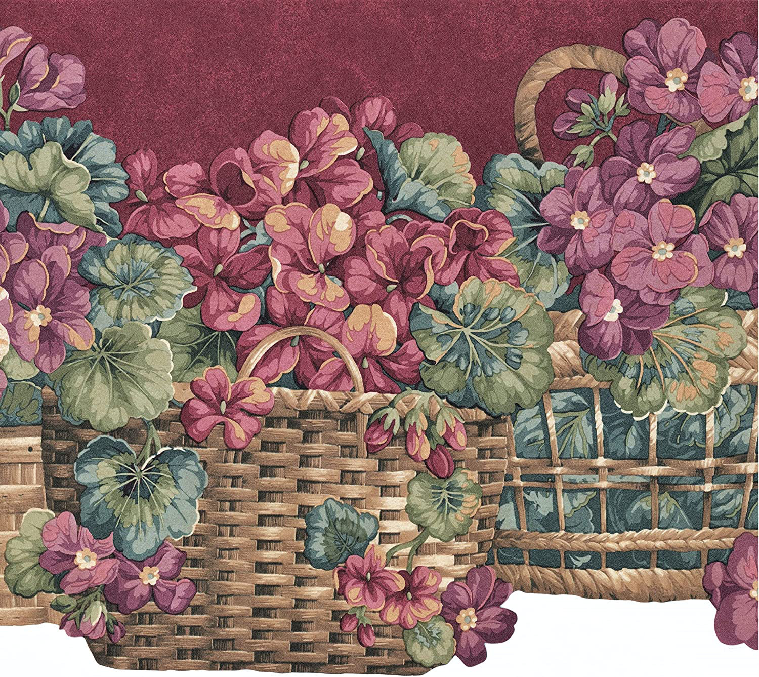 Red Barrel Studio® Flowers in Baskets 15' L x 10" W Wallpaper Border ...