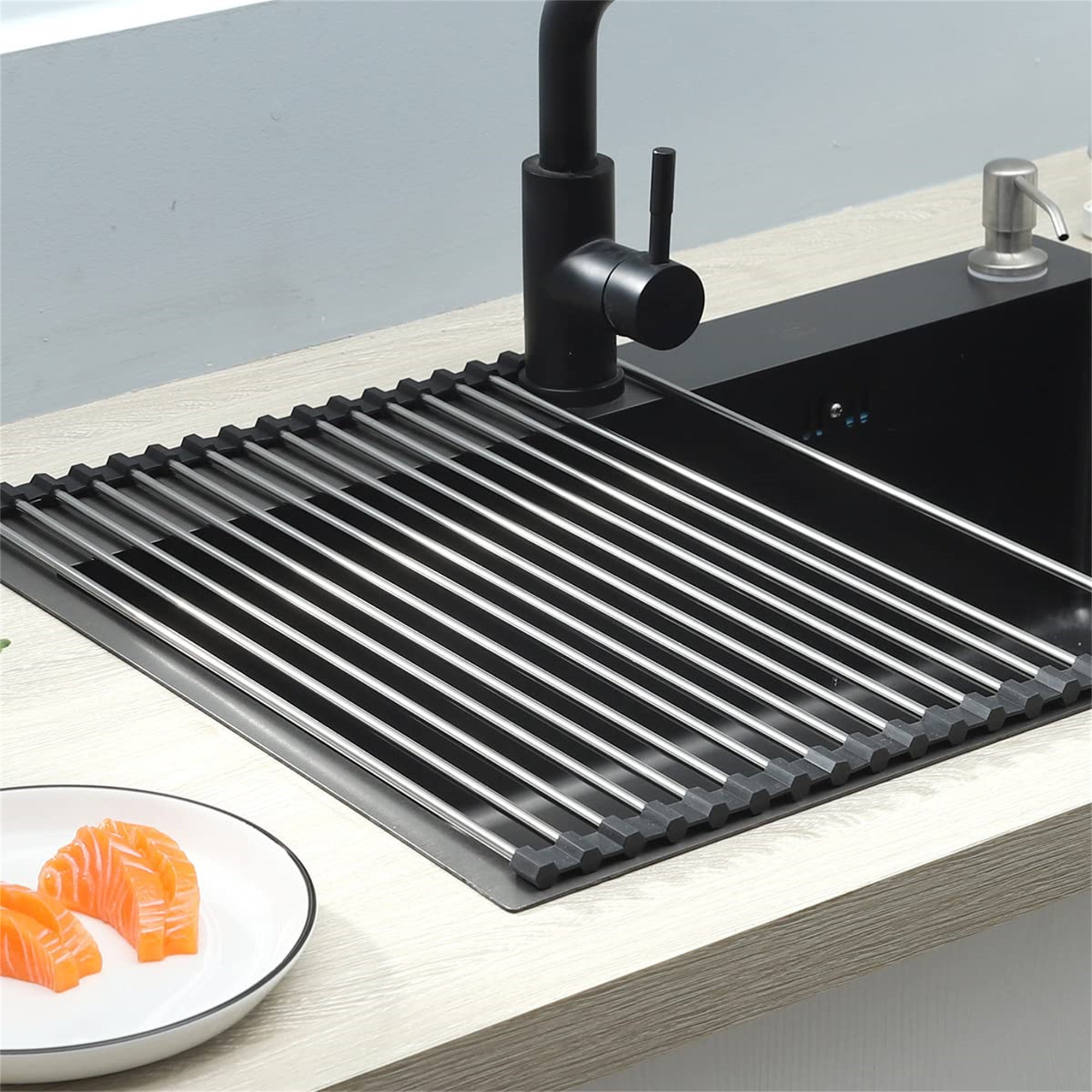 Belfry Kitchen Stainless Steel Rolling Rack Extra Large Roll-Up Dish ...