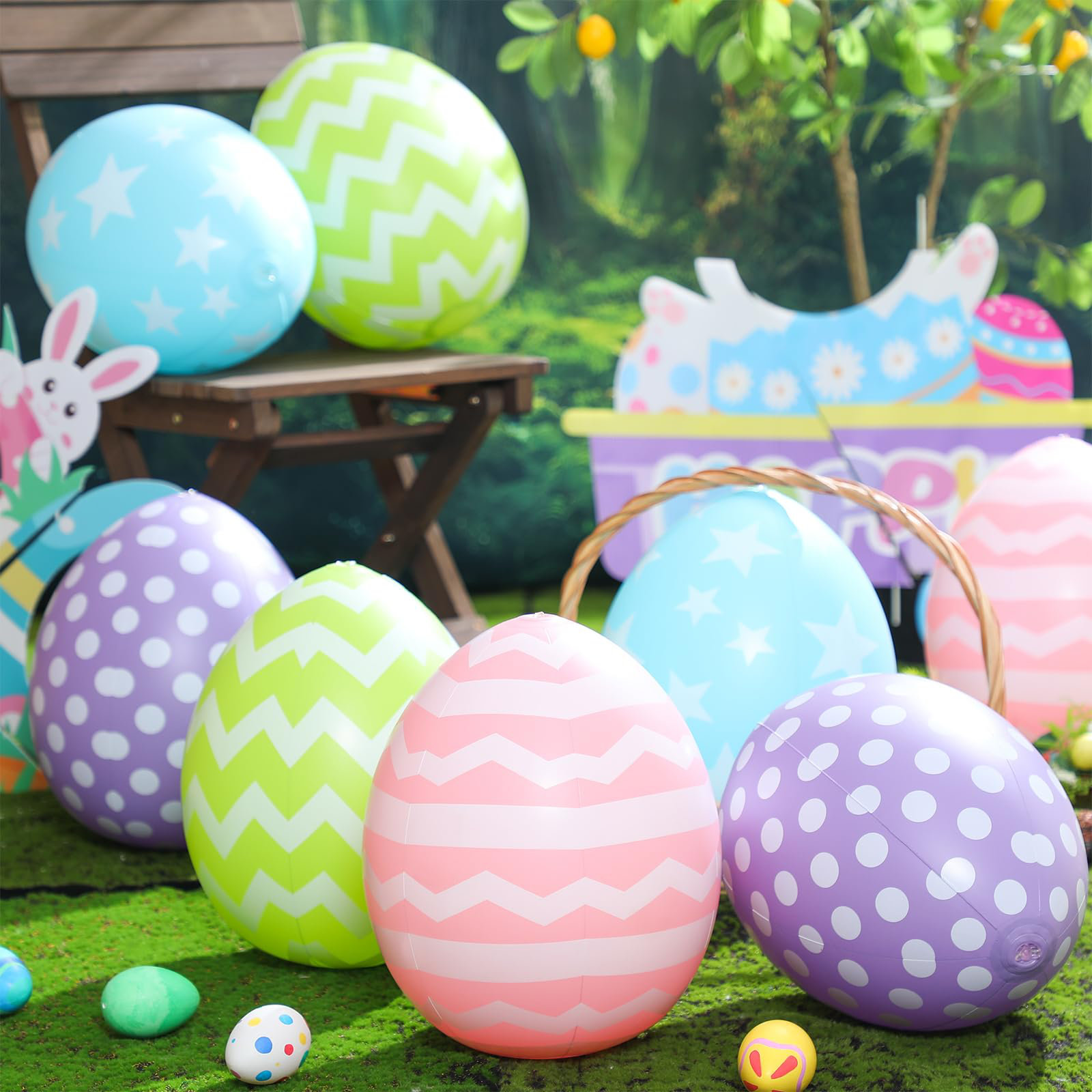 The Holiday Aisle® 12 Pcs Inflatable Easter Eggs – Colorful PVC Easter ...