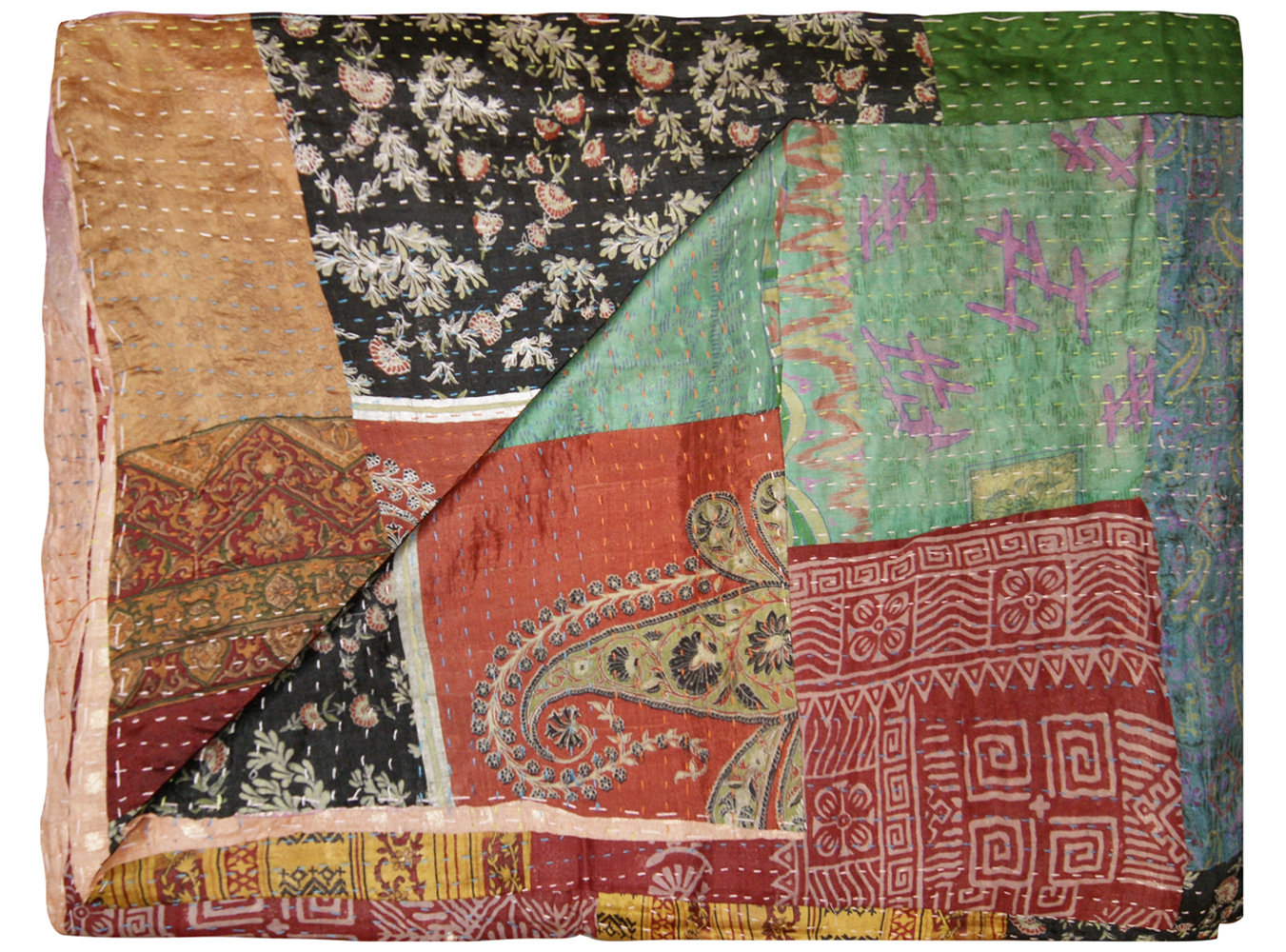Taj Hotel Home Decor Kantha Silk Throw | Multicolor | 50"x70" & Reviews ...