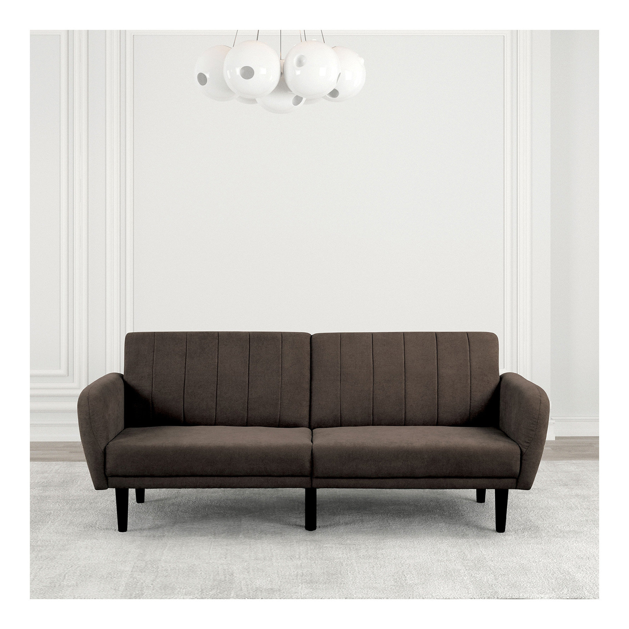 Red Barrel Studio® Futon Sofa Brown Color Converts into Bed Tufted ...