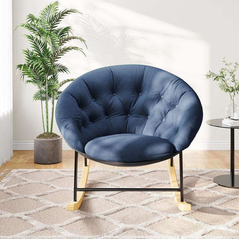 Bayou Breeze Round Rocking Chair with Solid Wood Legs Lambswool ...