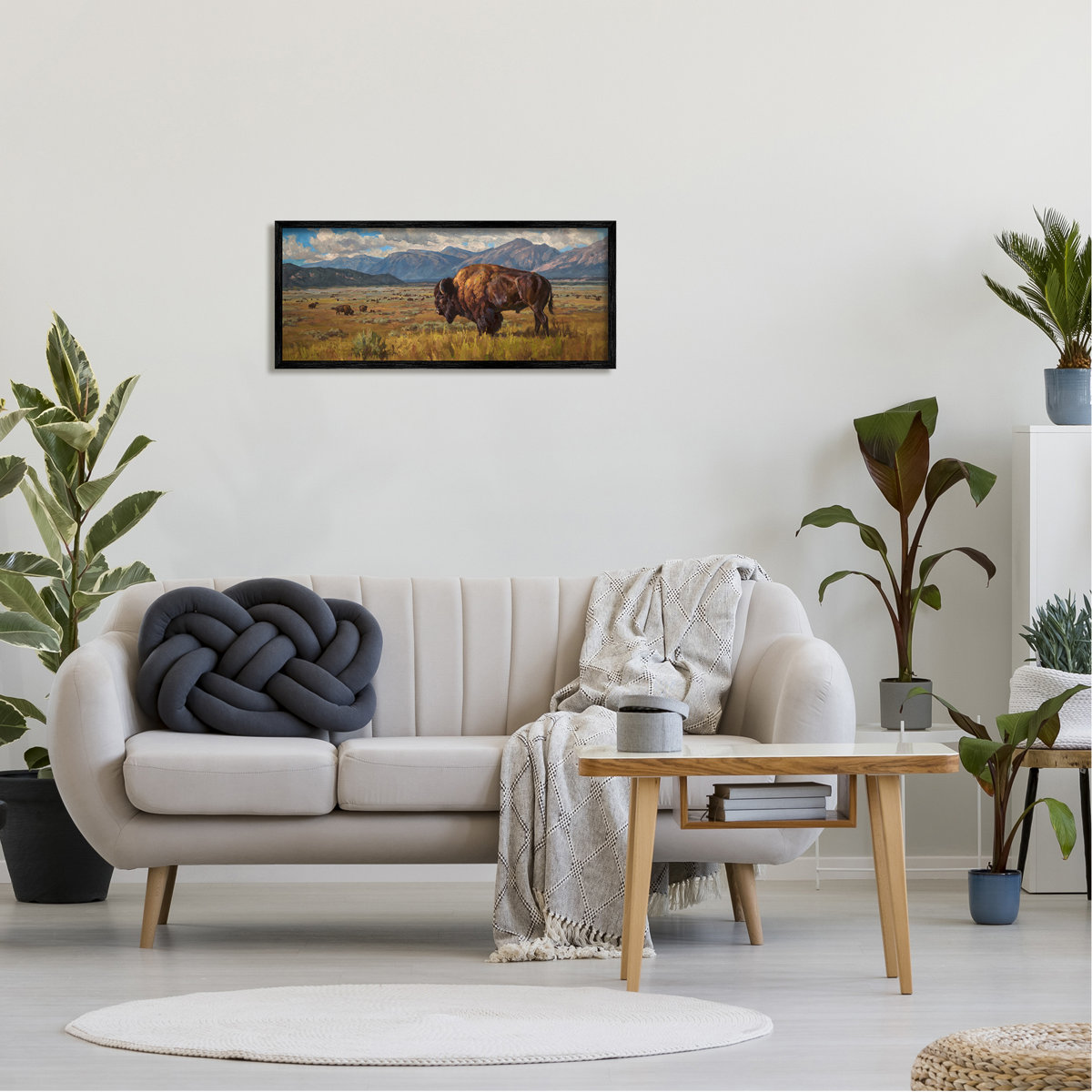 Stupell Industries Bison Grazing In Valley Framed On Wood by © Chad ...