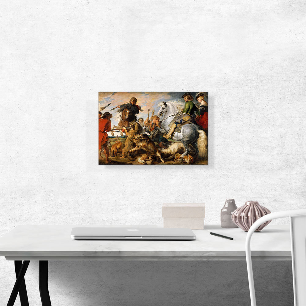 ARTCANVAS " The Wolf And Fox Hunt " by Peter Paul Rubens Painting Print ...
