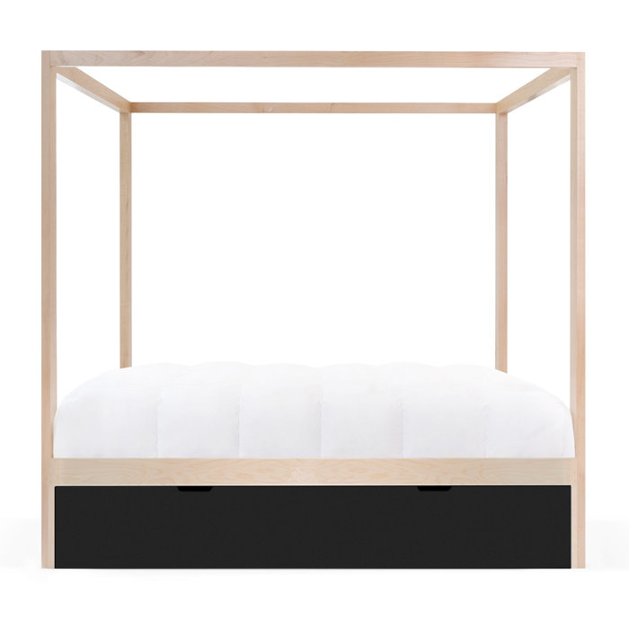 Nico and Yeye Cubo Zen Solid Wood Canopy Standard Bed with Trundle ...