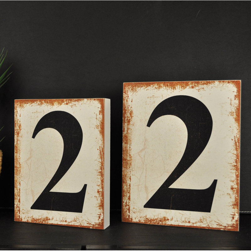 Gracie Oaks 2 Piece No. 2 Block Sign Wall Décor Set | Wayfair