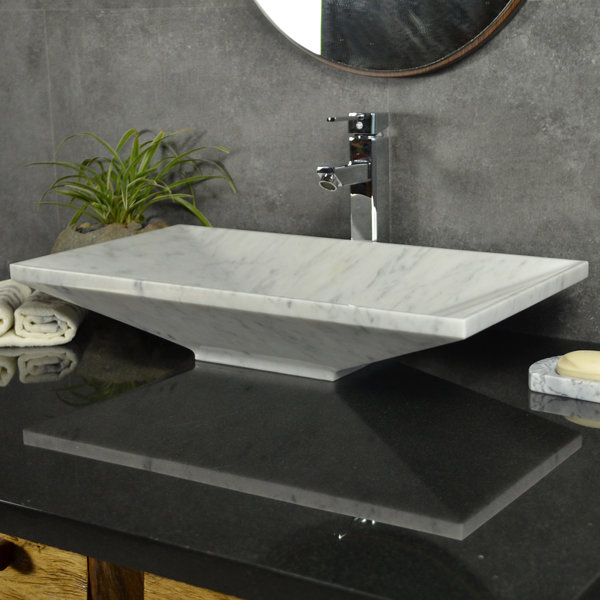 AA Warehousing 13'' White Stone Rectangular Vessel Bathroom Sink | Wayfair