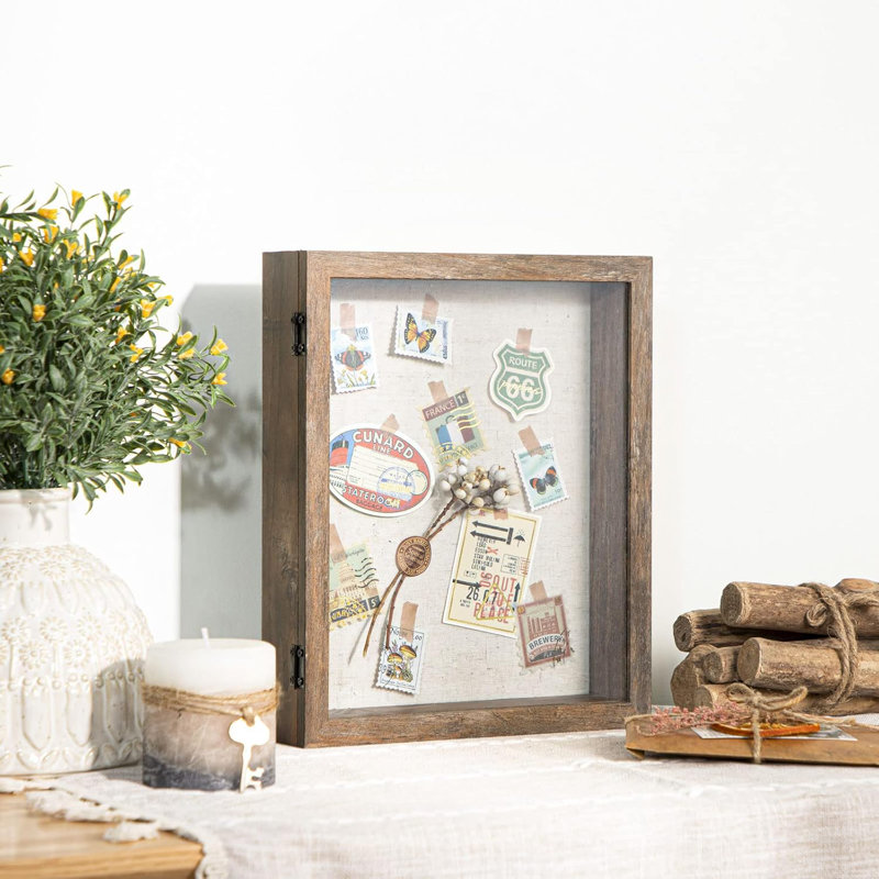 Gracie Oaks Shadow Box Frame with Linen Back Sturdy Memory Display Case ...