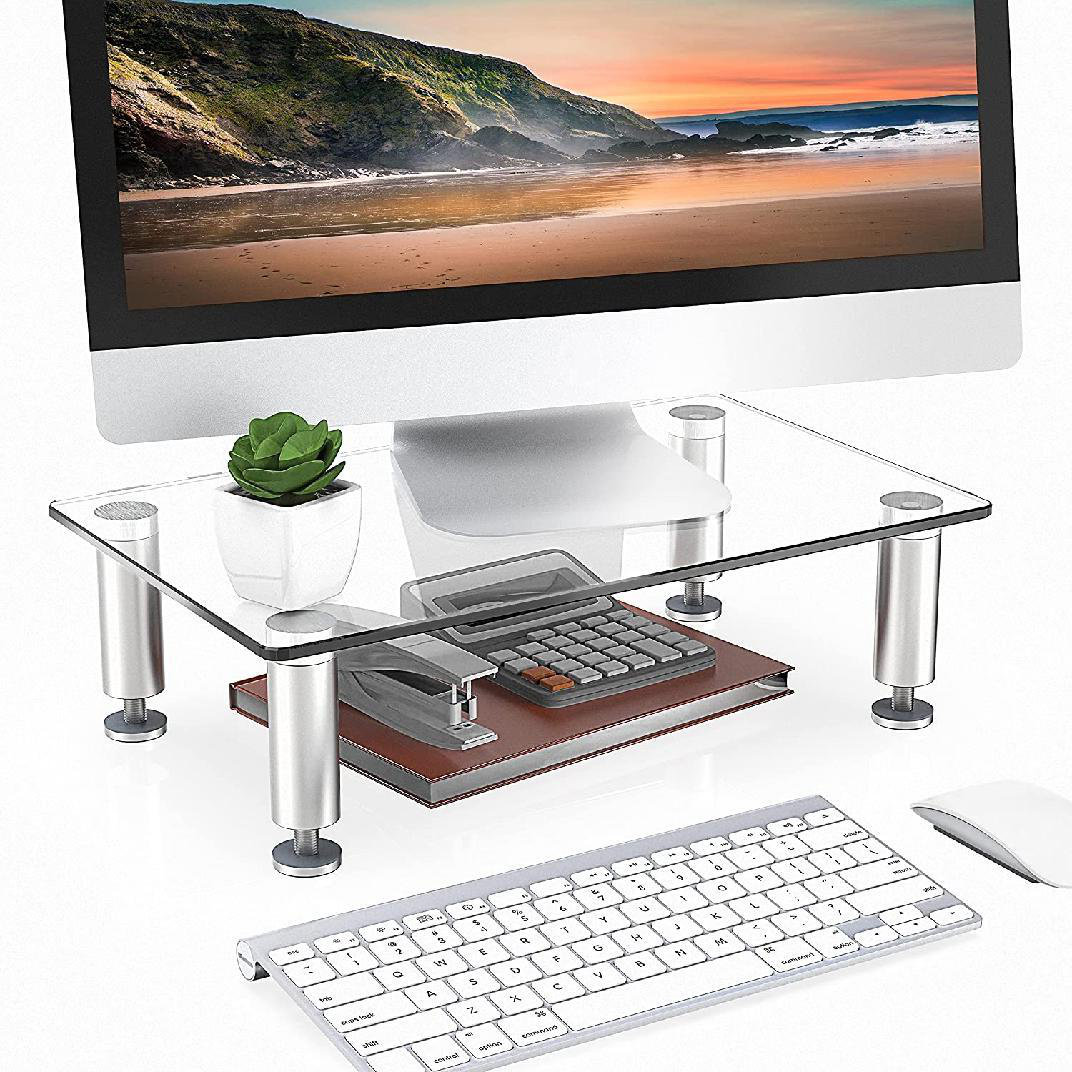 Paracity Monitor Stand –Adjustable Glass Computer Monitor Riser, Clear ...