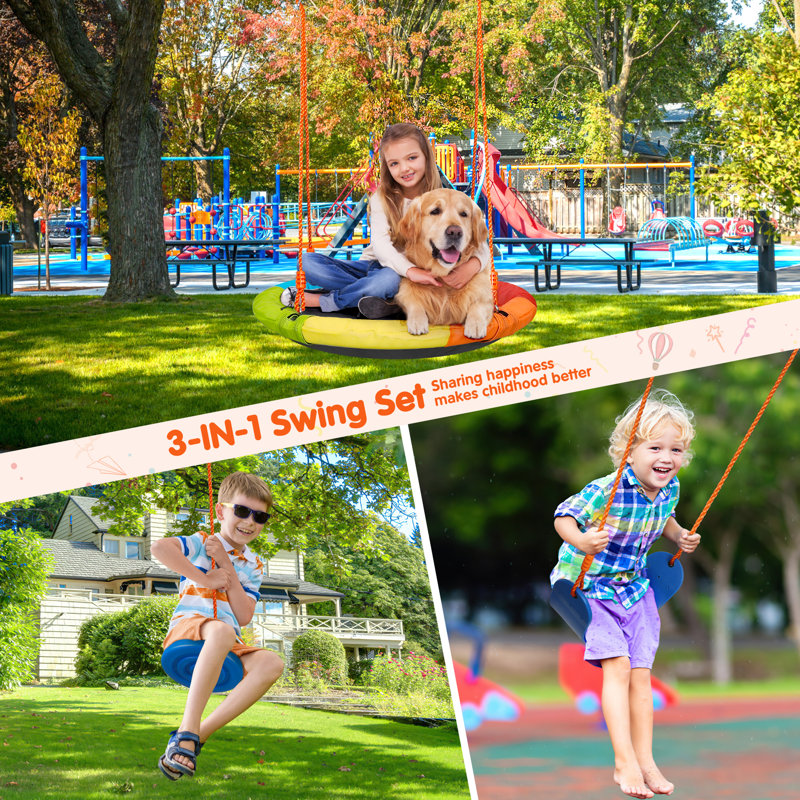 Jovego 3-In-1 Swing Set, 550 Lbs Swing Set For Outside, Heavy Duty ...
