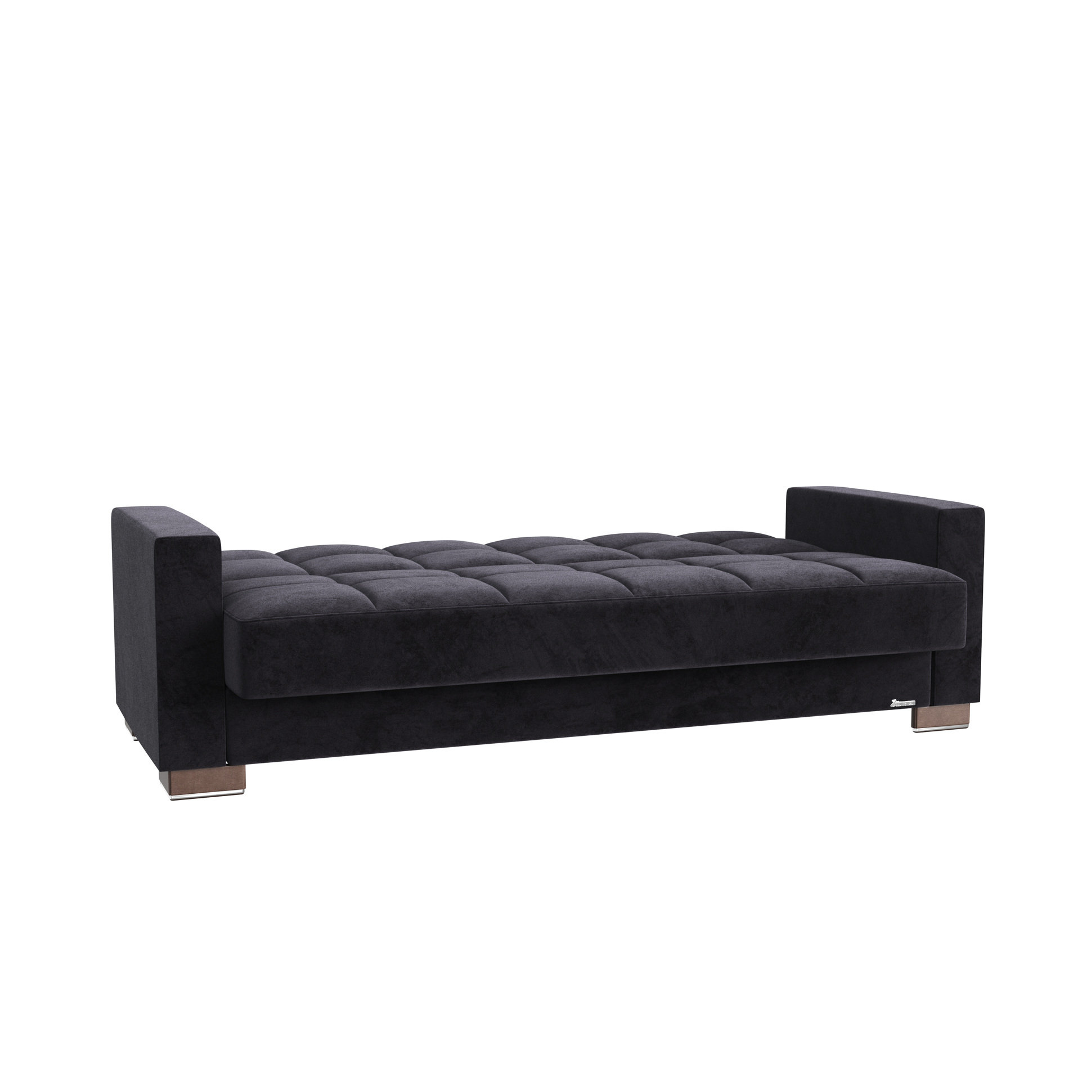 Hokku Designs Upholstered Black Microfiber Convertible Storage Sofabed ...