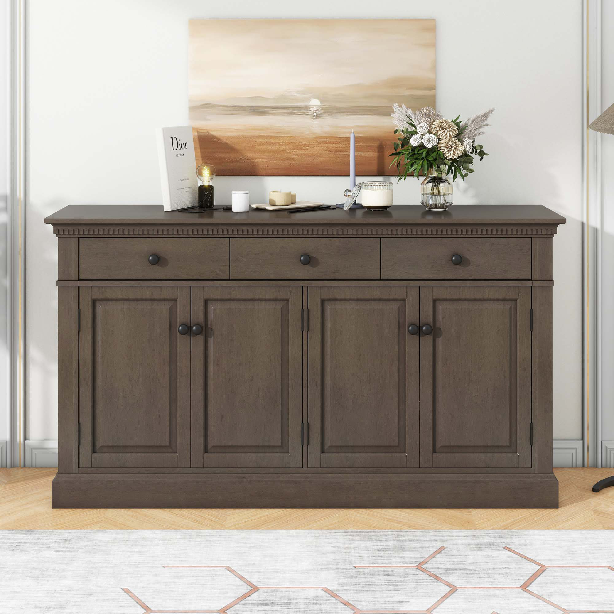 George Oliver Retro Sideboard With Extra Large Storage Space With 3 ...