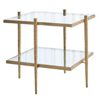 Alder & Tweed Ren End Table in Cloud Marble/Refined Brass | Perigold