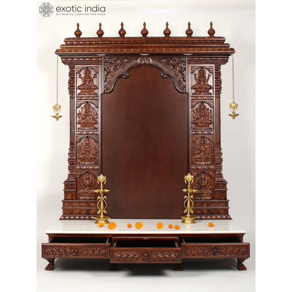 Exotic India 72" Super Large Wood Carved Ashtalakshmi Designer Temple ...