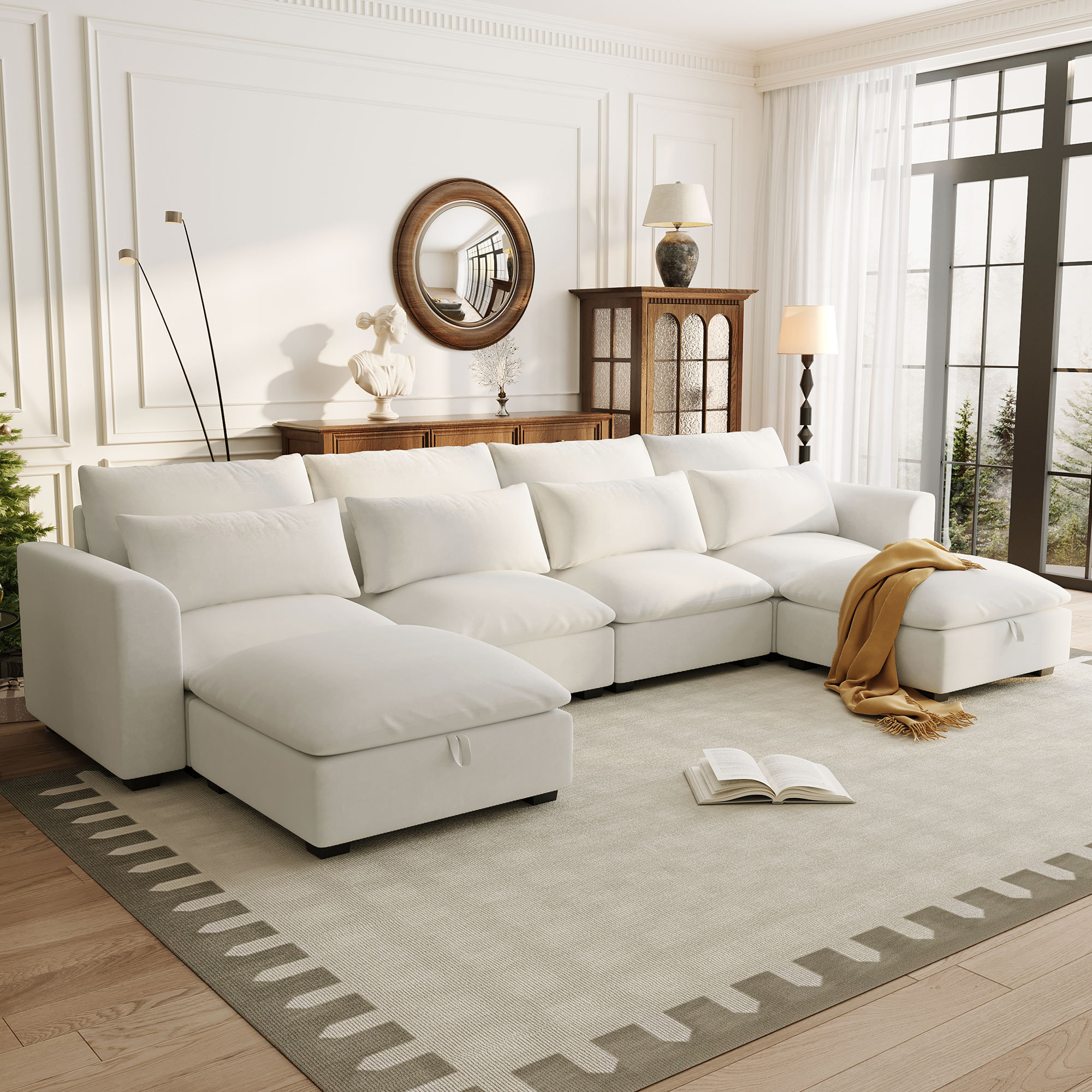 Latitude Run® 6-Piece Upholstered Modular Sectional Sofa Cloud Couch ...