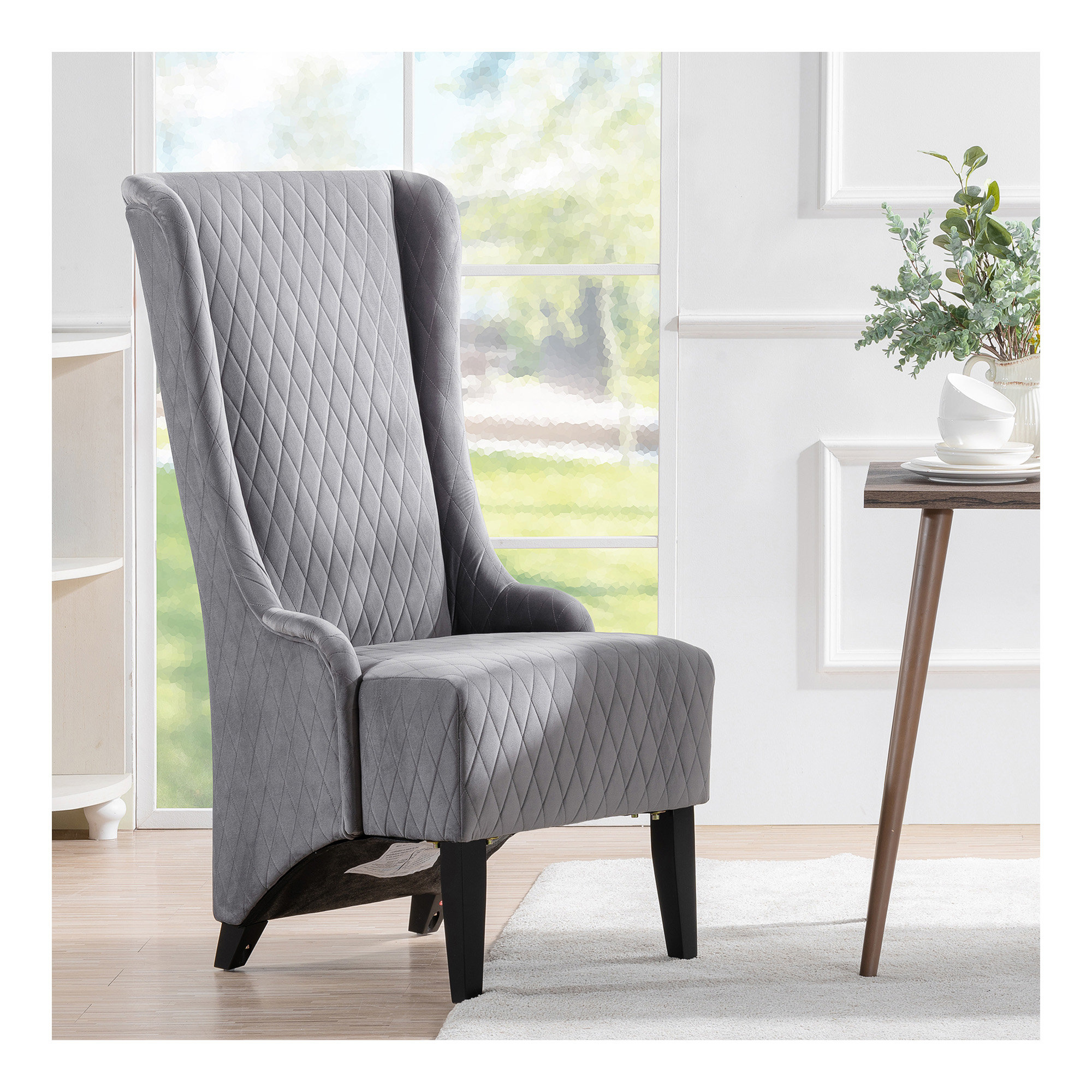 Mercer41 23.03" Wide High-Back Velvet Accent Chair, Comfy High Wingback ...