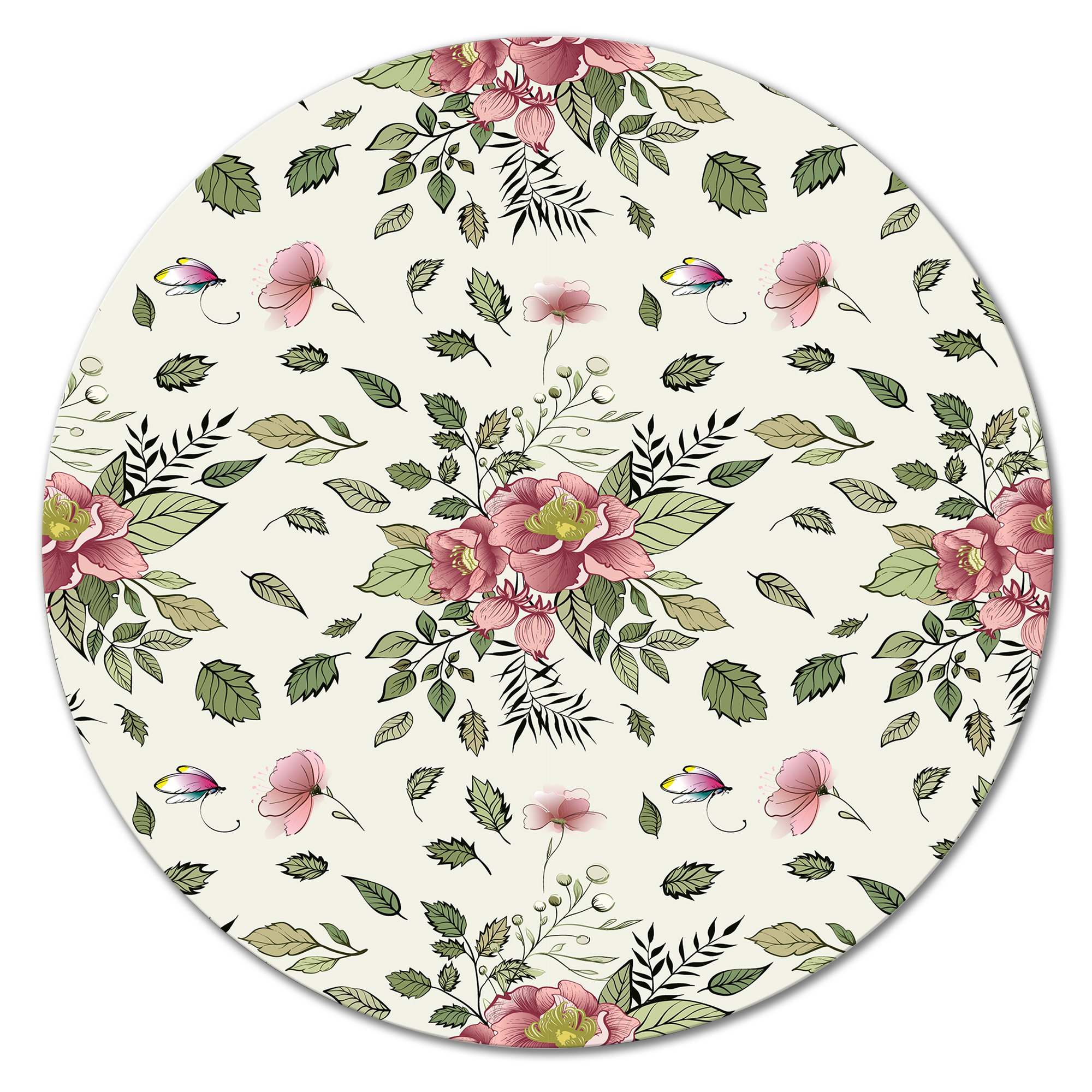 East Urban Home Vintage Rustic Pink Flowers - Patterned Metal Circle ...