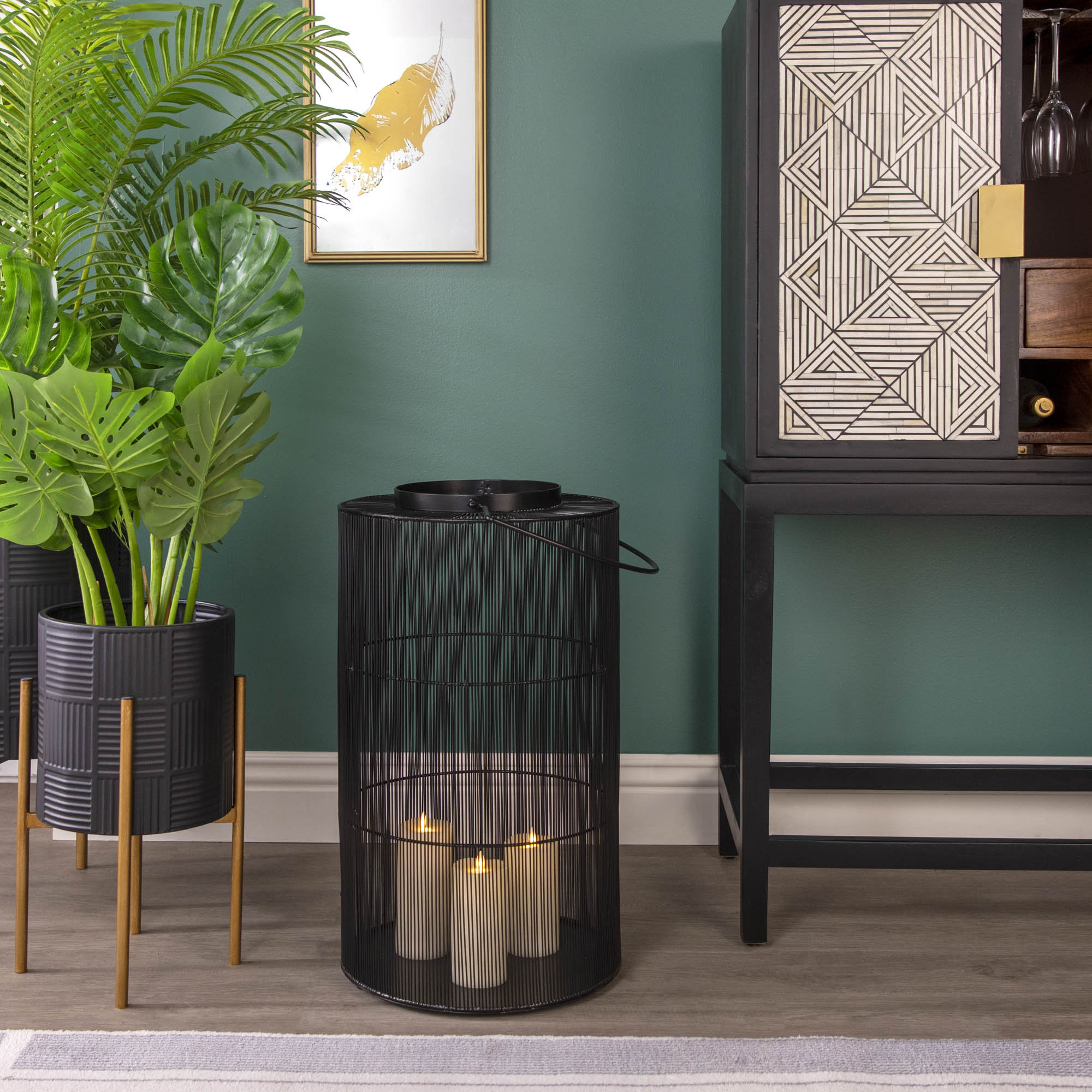 Langley Street 26" Black Metal Wire Lantern - 15.0" x 15.0" x 26.0 ...