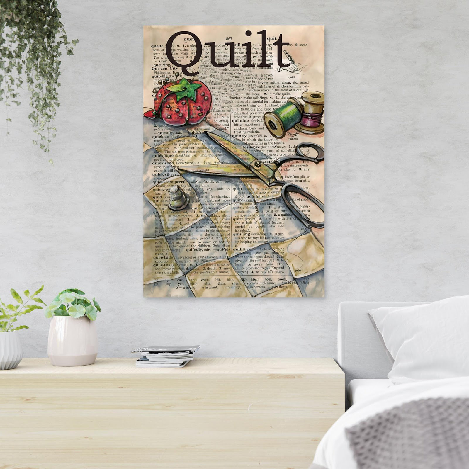 Trinx Quilting On Dictionary Background - Quilt - 1 Piece Rectangle ...