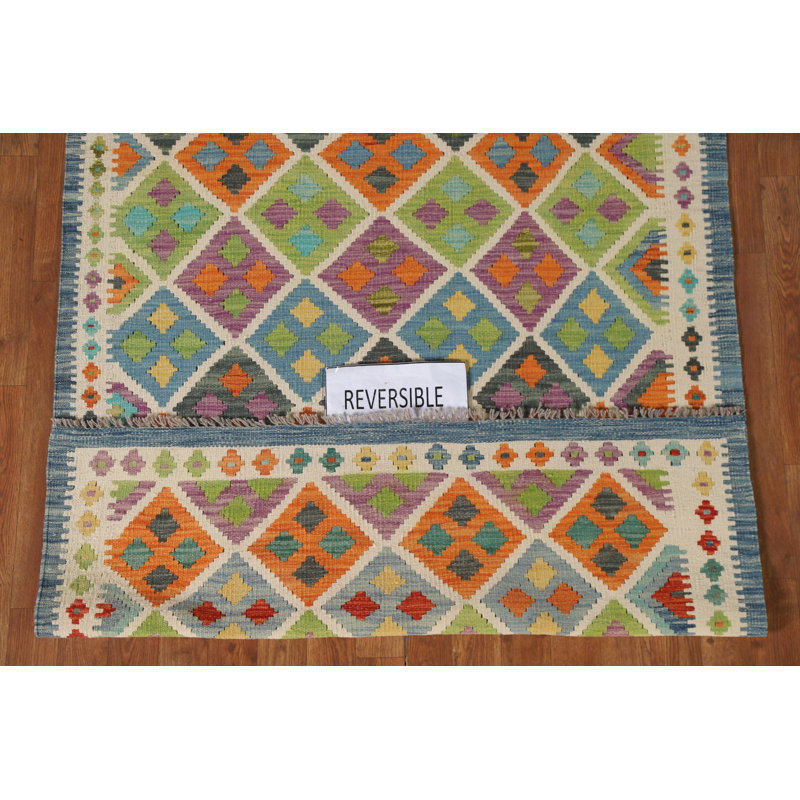 Dakota Fields Reversible Wool Kilim Oriental Accent Rug 4x6 | Wayfair